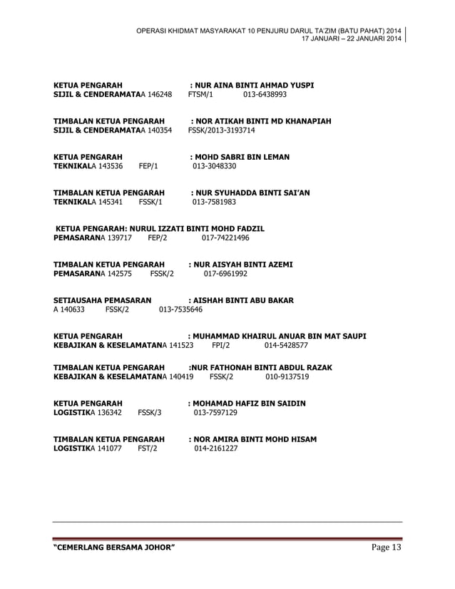Kertas Kerja Keseluruhan OPKIM'10 Penjuru | PDF