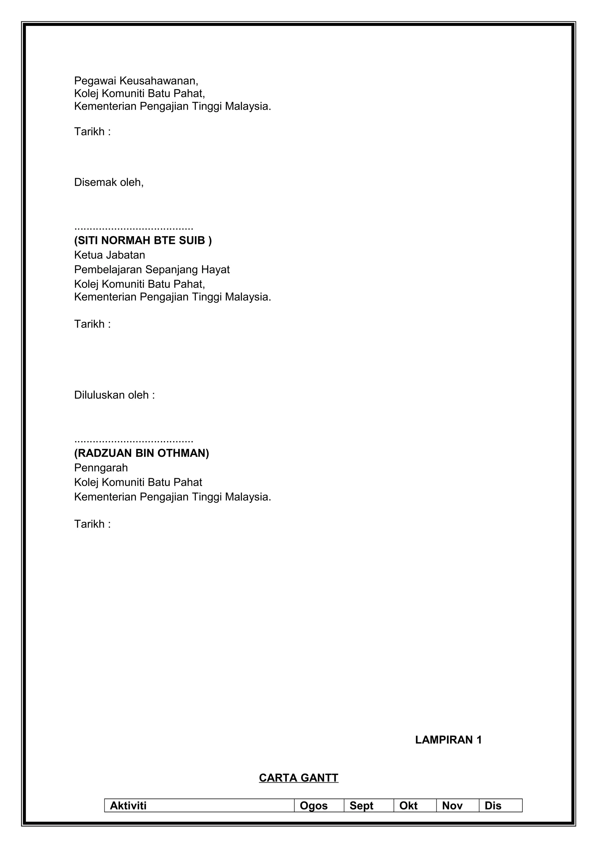 Kertas kerja kursus asas tani | DOC