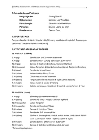 KERTAS KERJA LAWATAN SAMBIL BELAJAR KE CAMERON HIGHLAND | DOCX