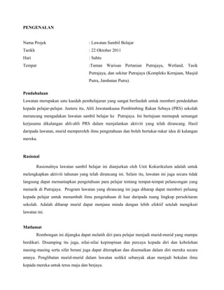 Kertas kerja lawatan prs 2011 | DOC