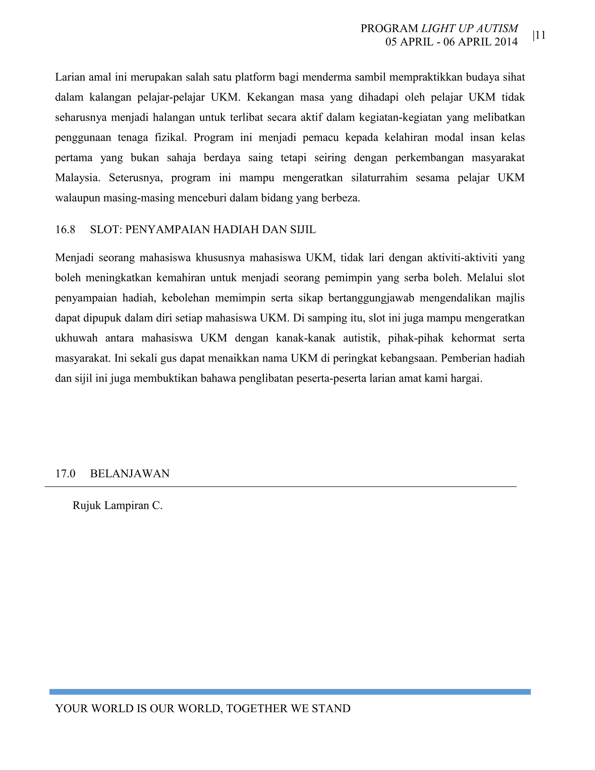 Kertas kerja light up autism | DOCX