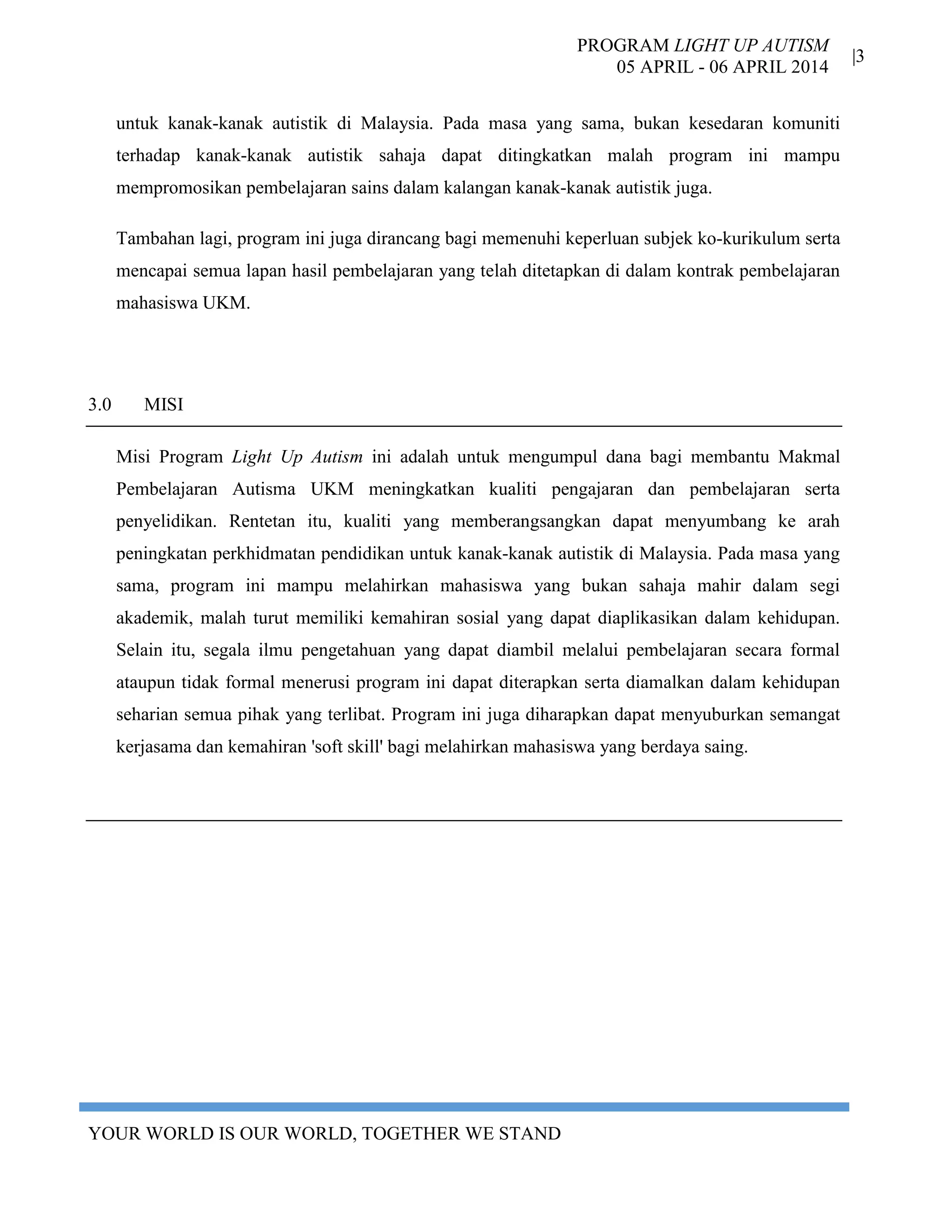 Kertas kerja light up autism | DOCX