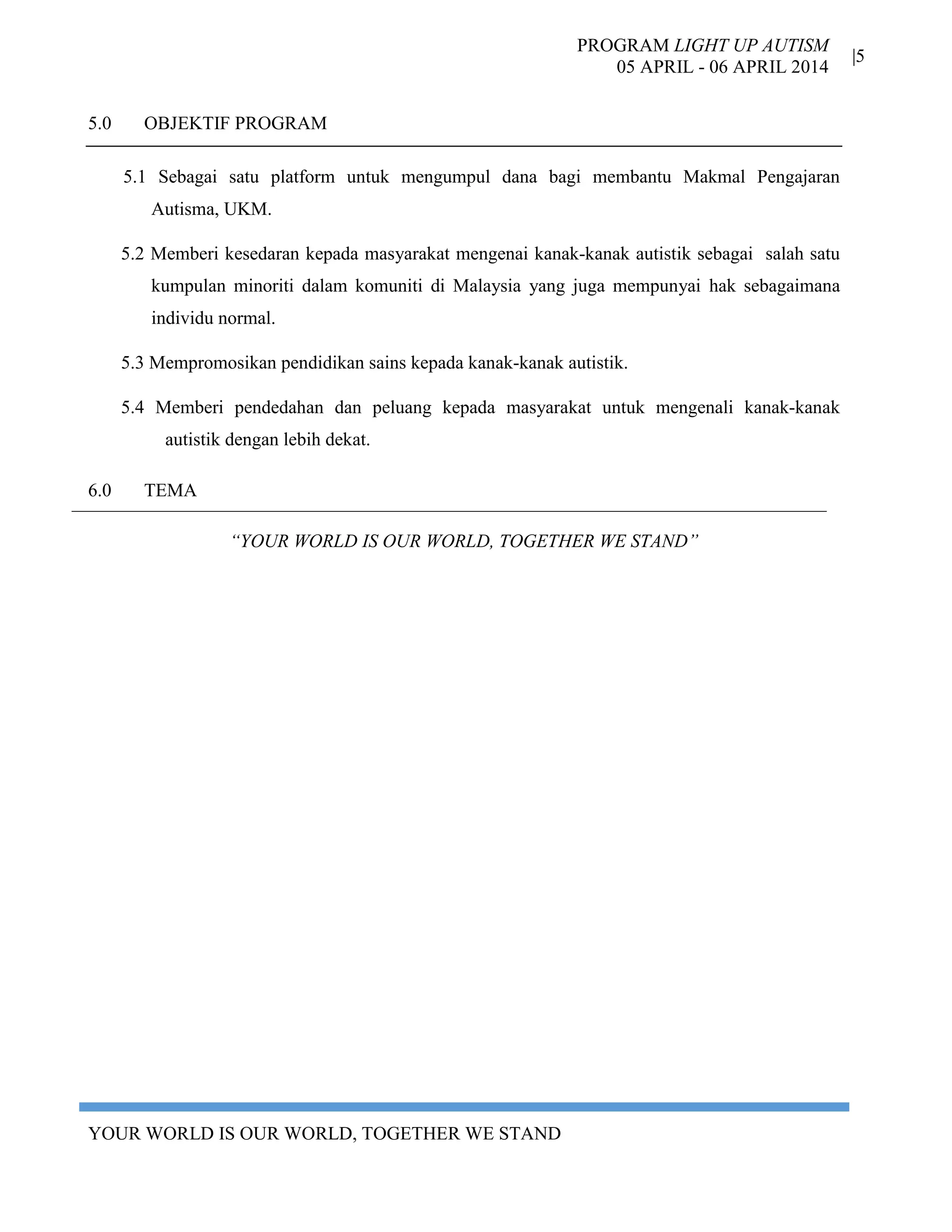 Kertas kerja light up autism | DOCX