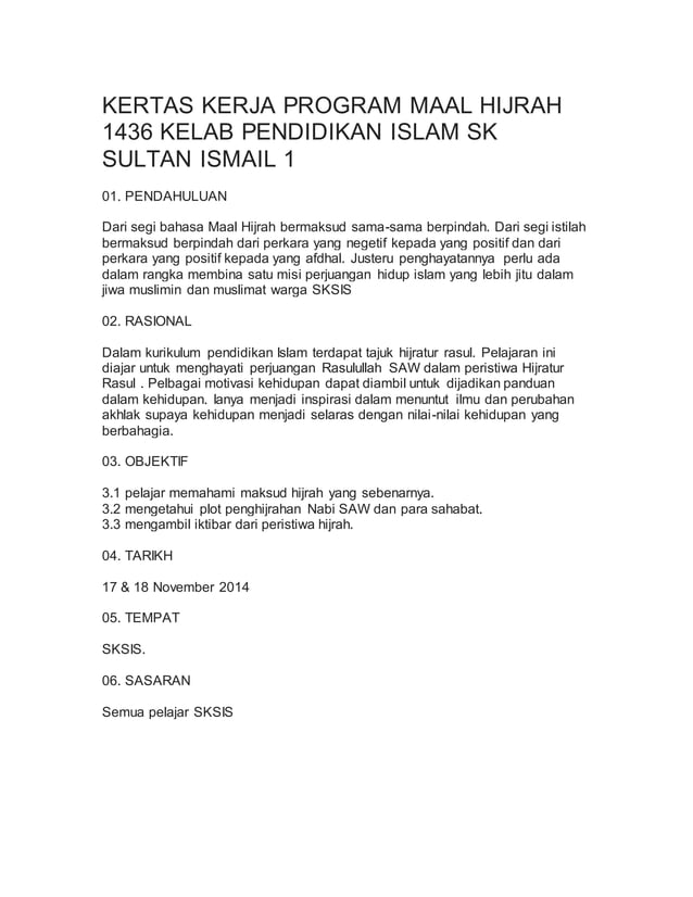 Kertas kerja maal hijrah 2014 | DOCX
