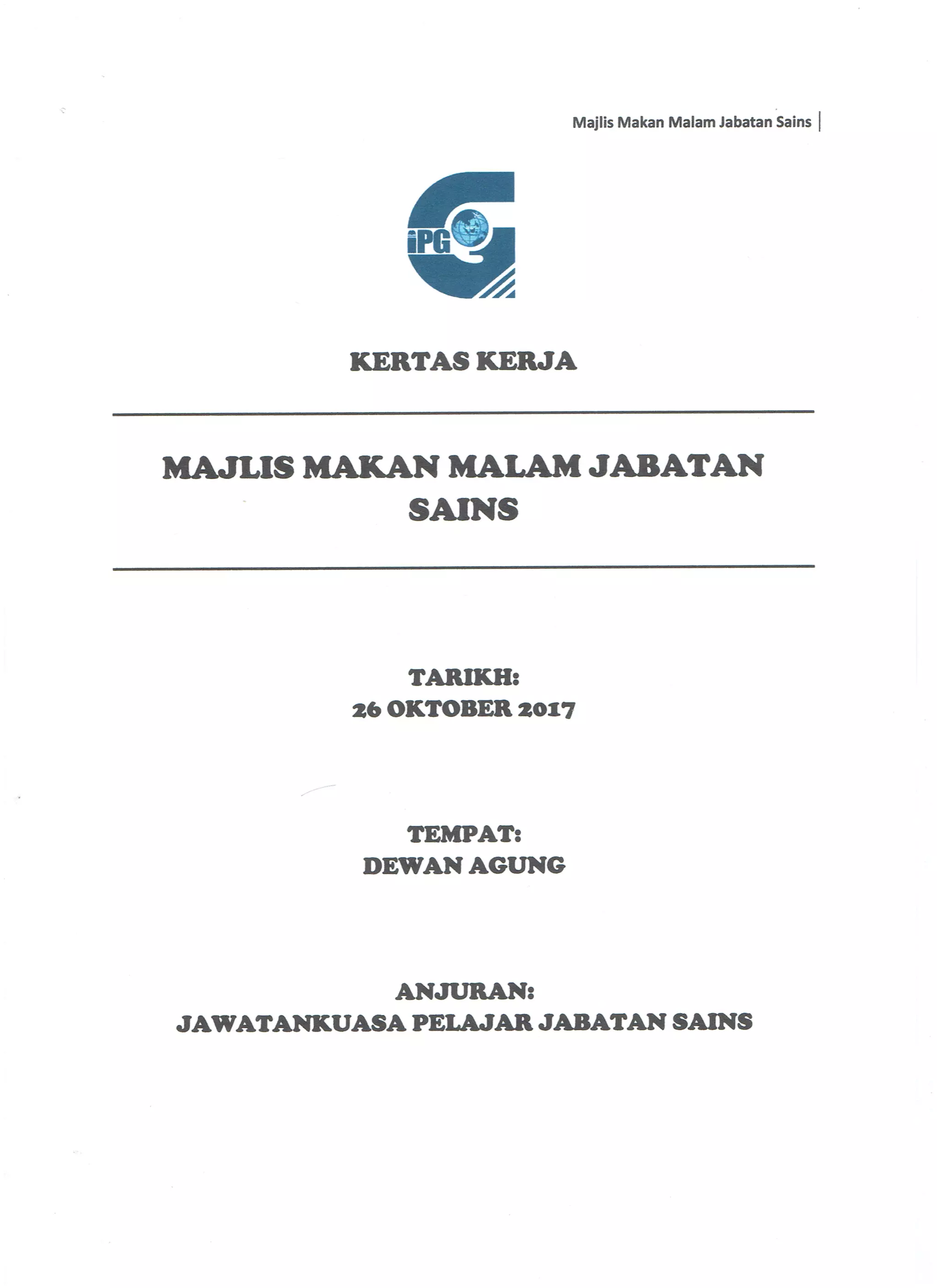 Contoh Kertas Kerja Majlis Makan Malam Jabatan Sains | PDF