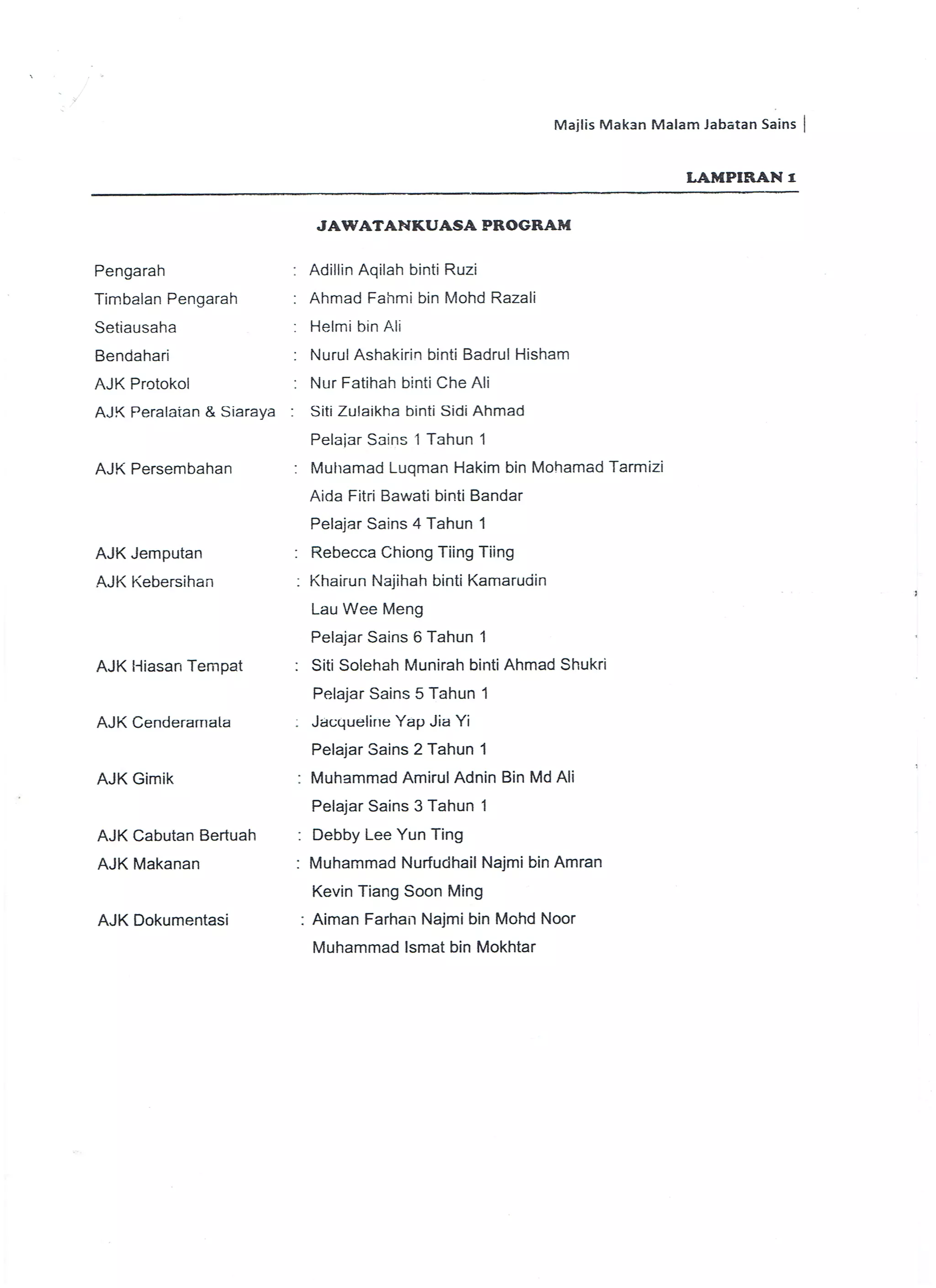 Contoh Kertas Kerja Majlis Makan Malam Jabatan Sains | PDF