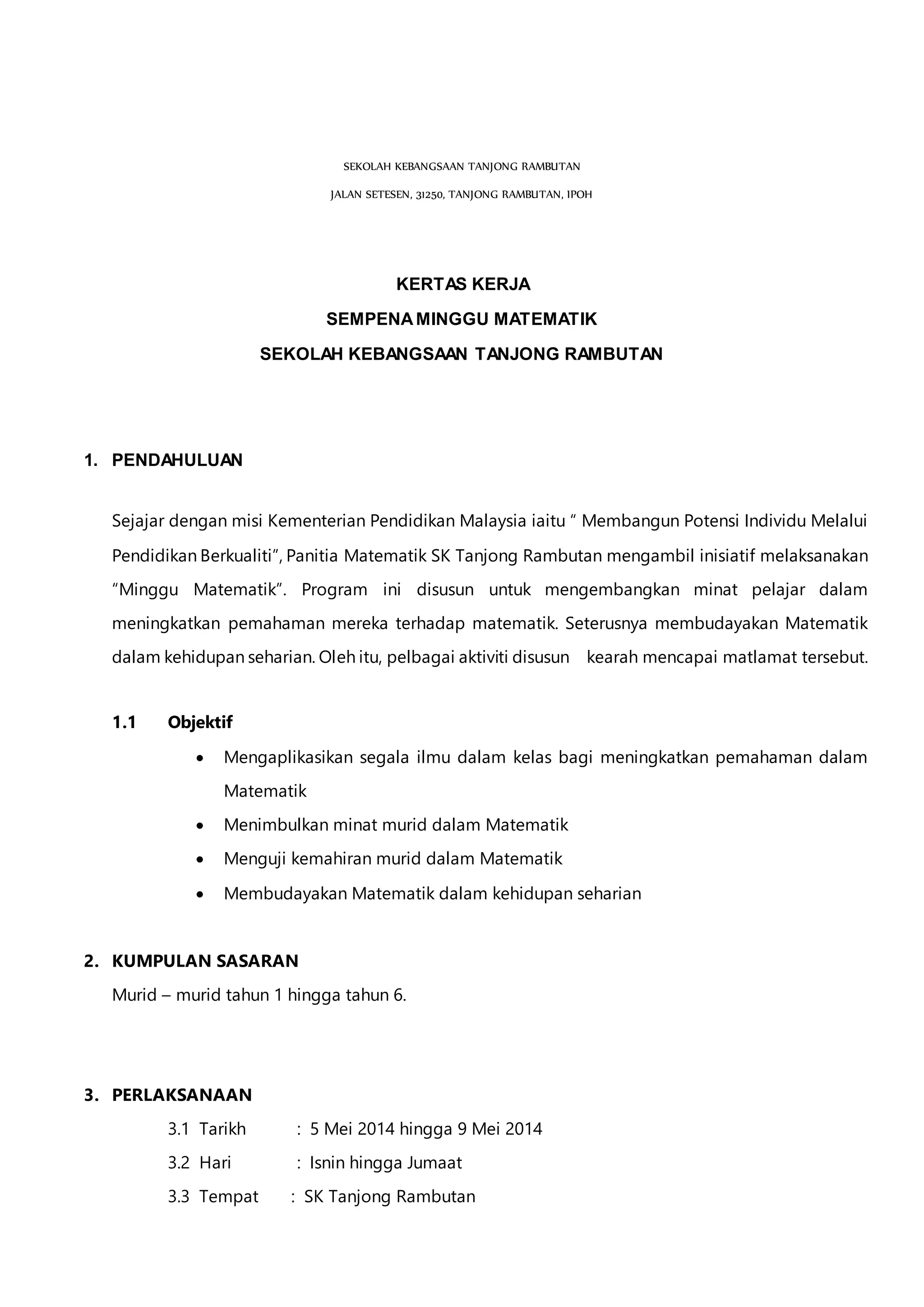 Kertas kerja matematik | DOCX