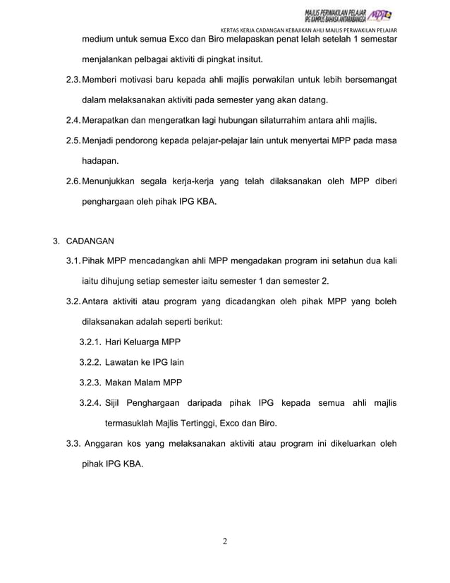 Kertas Kerja MPP Kebajikan | DOCX
