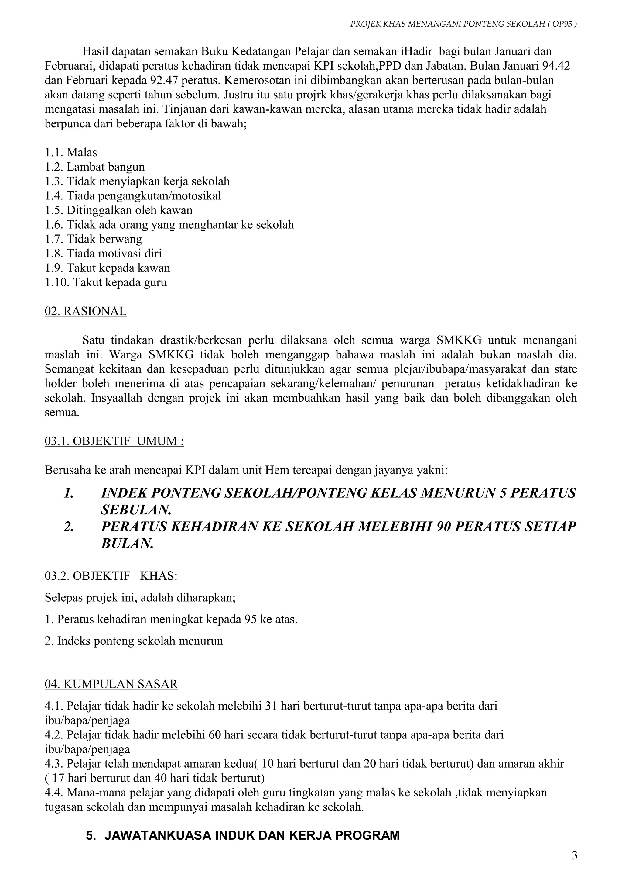 Kertas kerja ops95 tahun 2016 | DOC