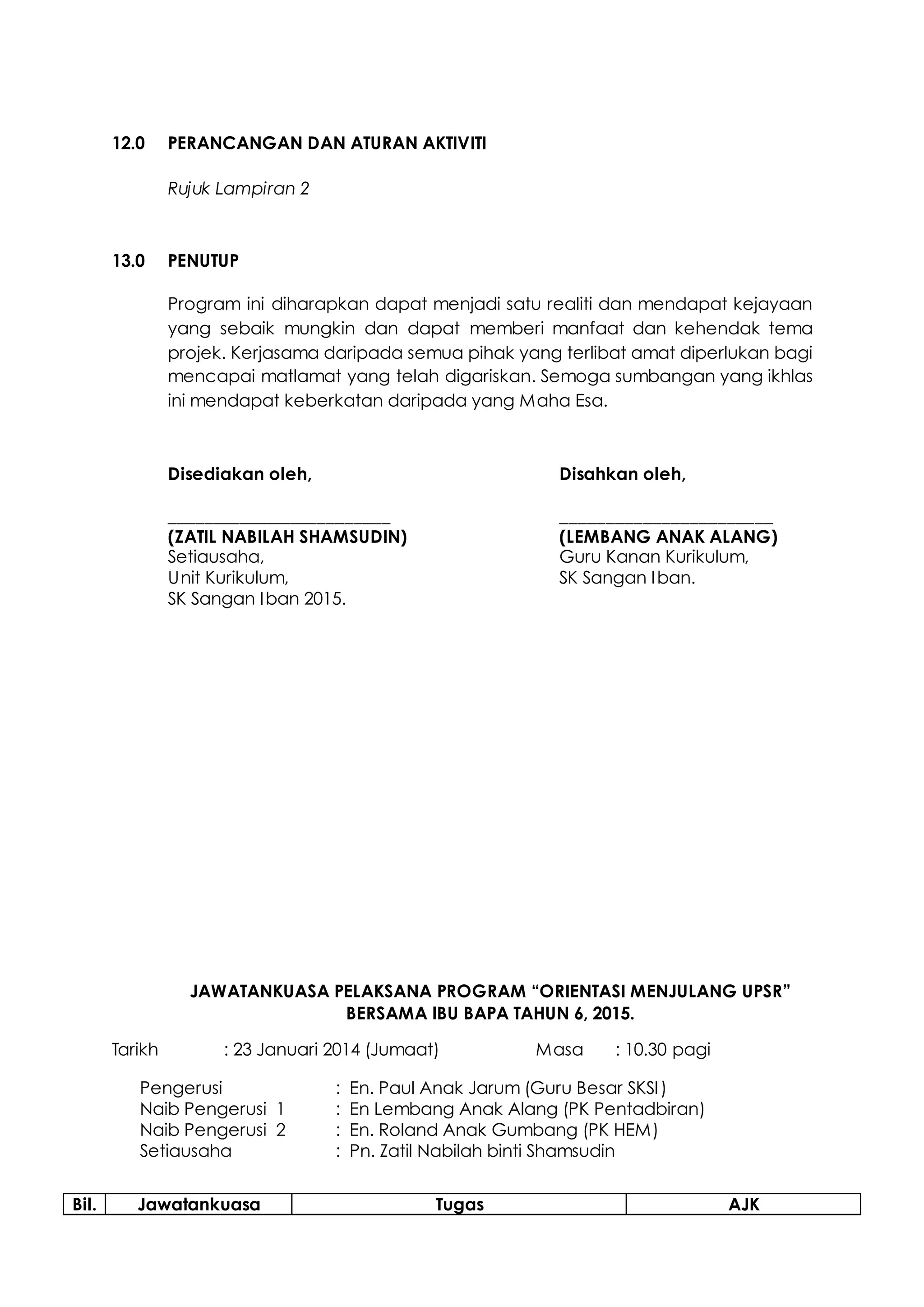 Kertas kerja orientasi thn 6 | DOCX