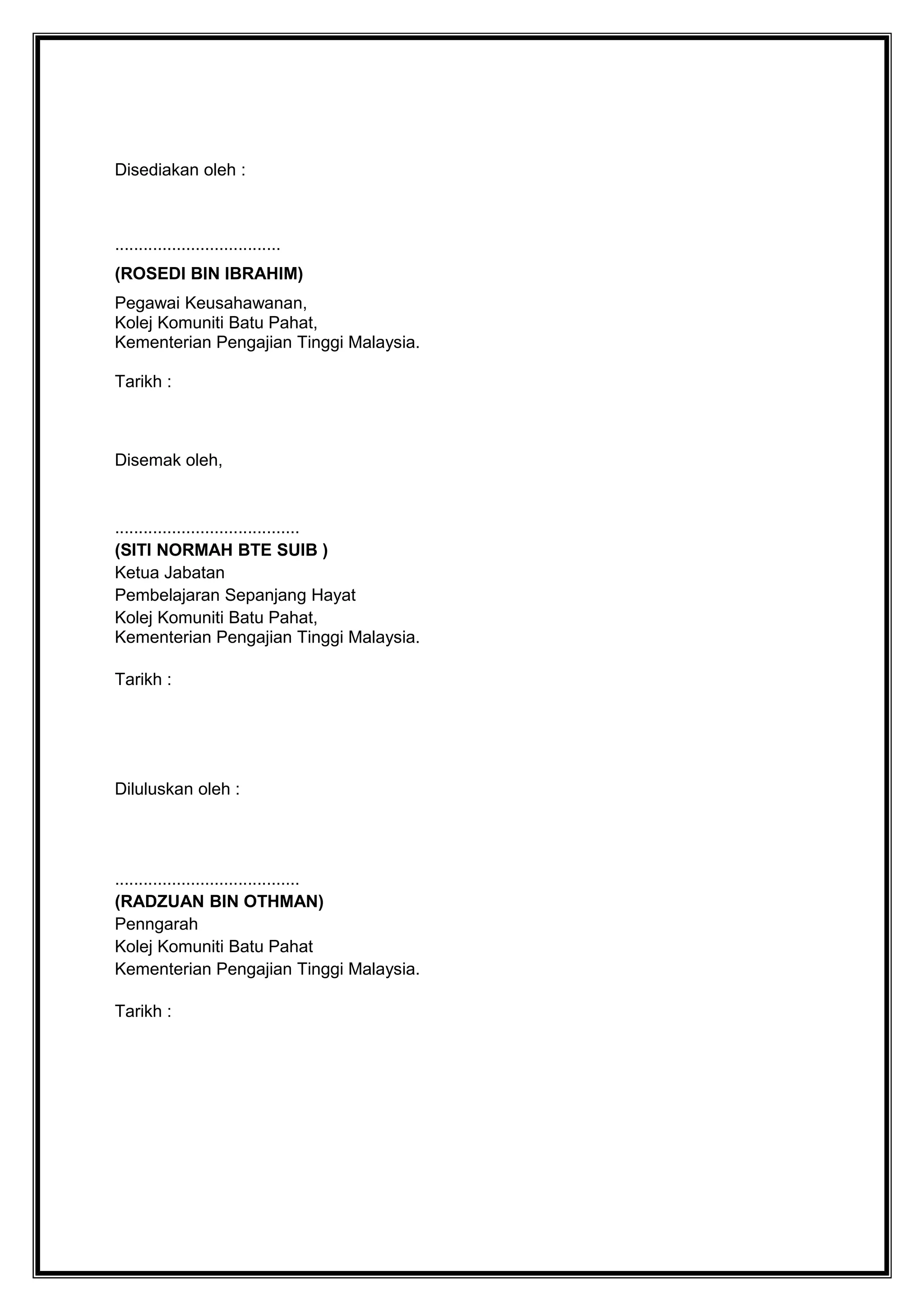 Kertas kerja pendaftaran syarikat | DOC