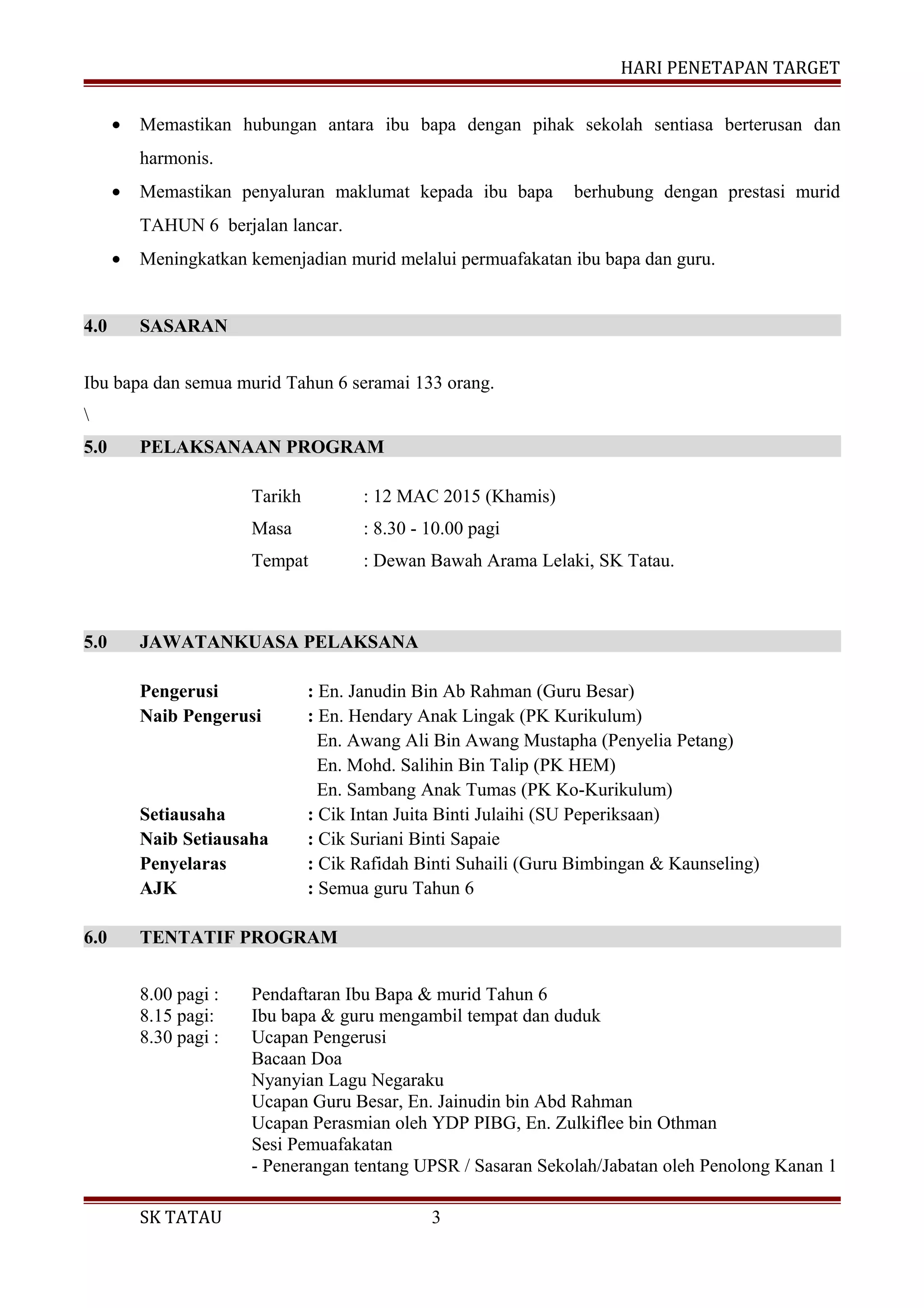 Kertas kerja penetapan target | DOC