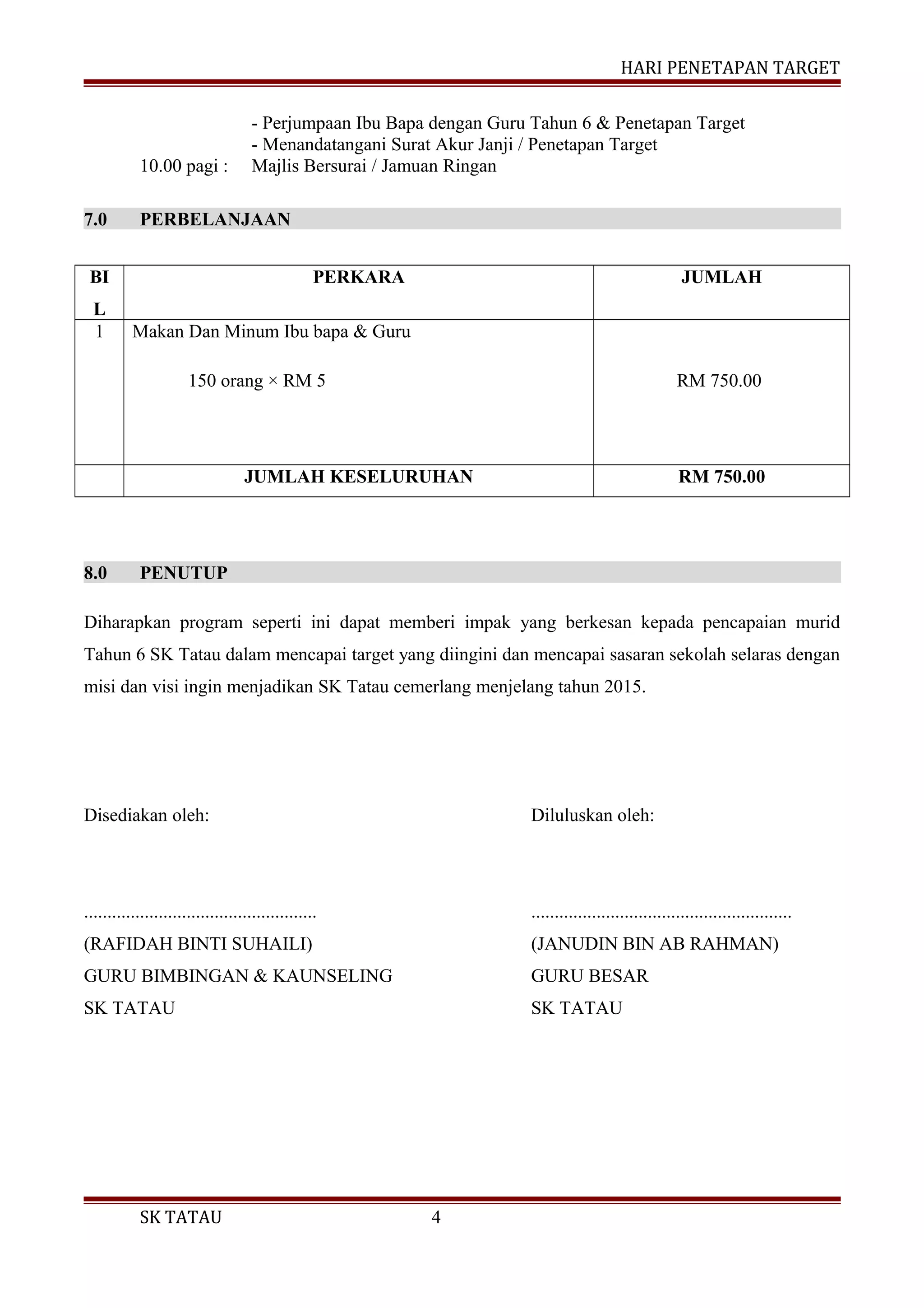 Kertas kerja penetapan target | DOC