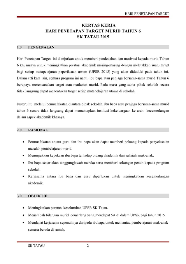 Kertas kerja penetapan target | DOC