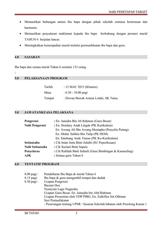 Kertas kerja penetapan target | DOC