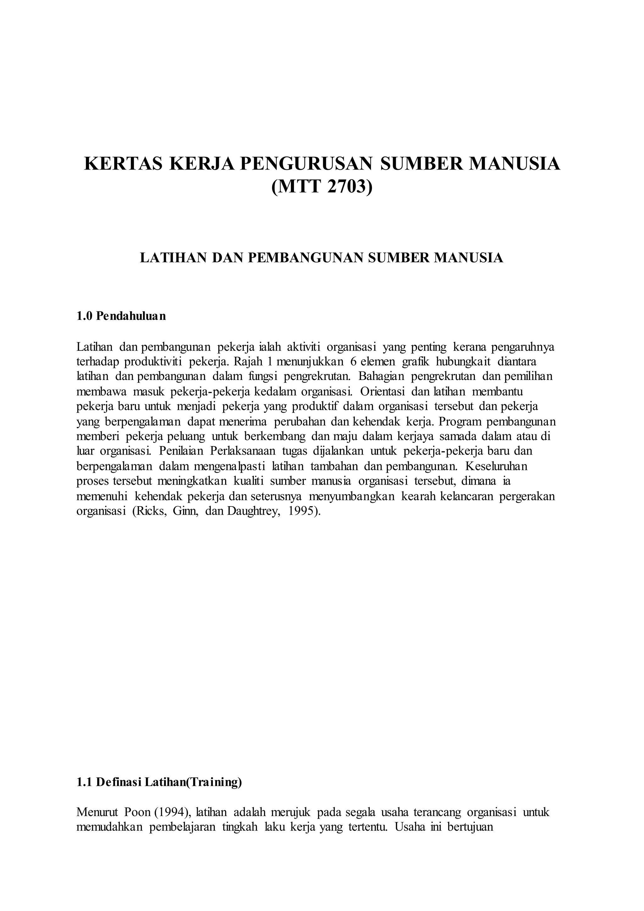 Kertas kerja pengurusan sumber manusia | DOCX