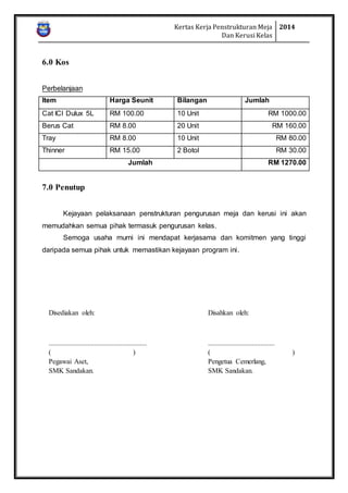 Kertas kerja pensrtukturan meja kerusi | DOCX