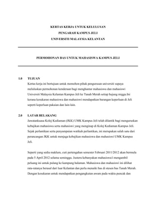 Kertas kerja permohonan bas jkk | DOCX