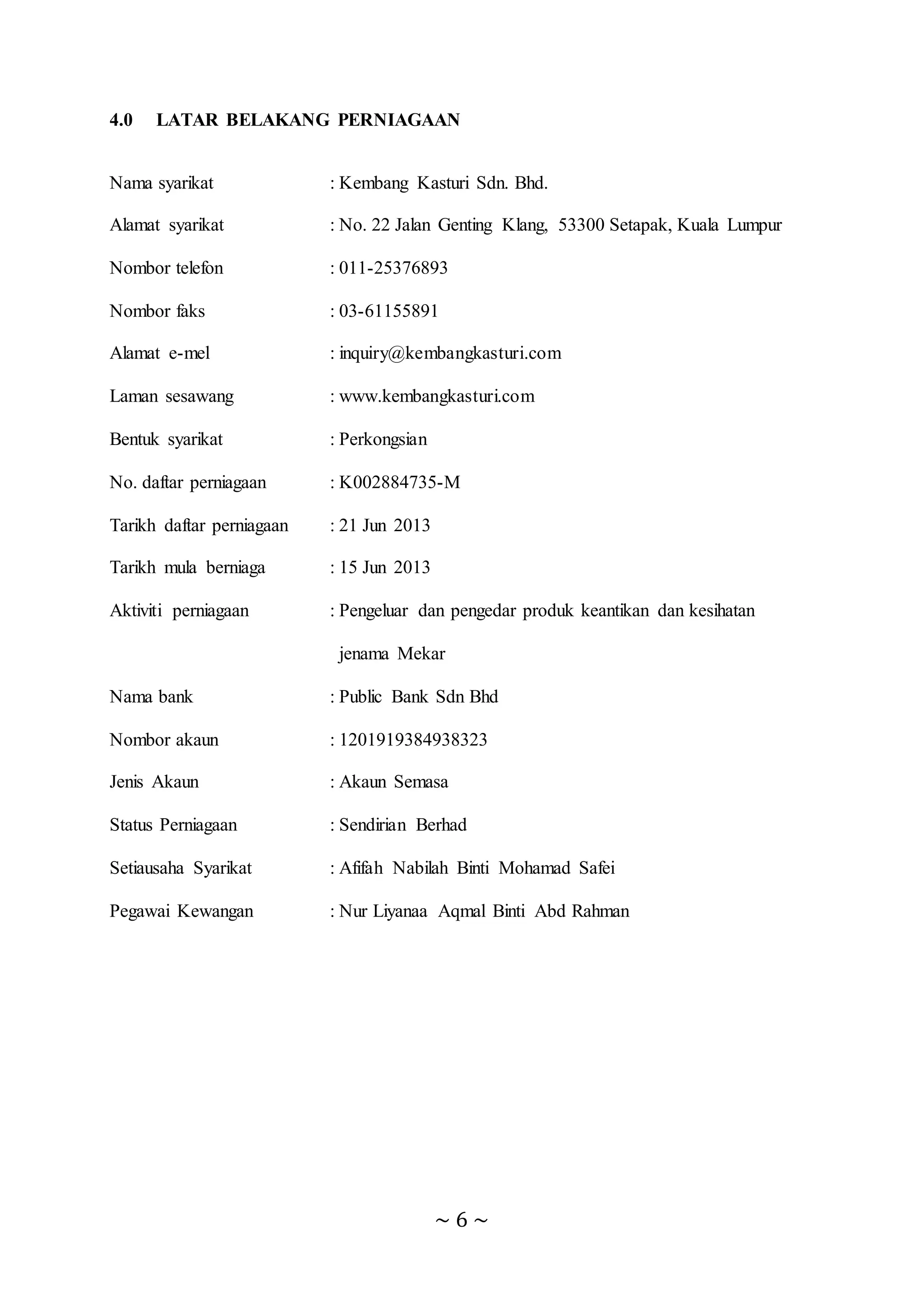 Kertas Kerja Perniagaan (LM 2025) | DOCX
