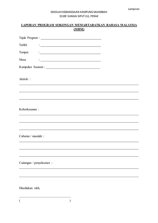 Kertas kerja persembahan murid semasa perhimpunan mingguan | DOCX