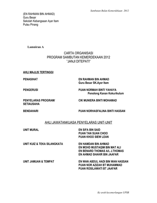 Kertas kerja pgram lepas upsr | PDF