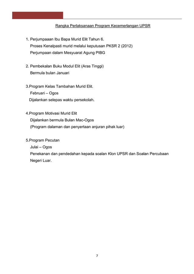 K ertas kerja program elit | DOC