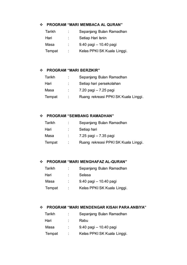 Kertas kerja program imarah ramadhan ppki skkl | PDF