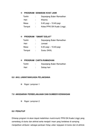 Kertas kerja program imarah ramadhan ppki skkl | PDF