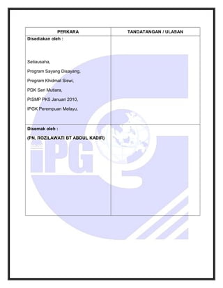 Kertas kerja program sayang disayang ,pdk seri mutiara higlighted | DOC