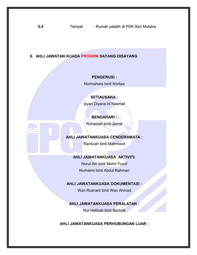 Kertas kerja program sayang disayang ,pdk seri mutiara higlighted | DOC