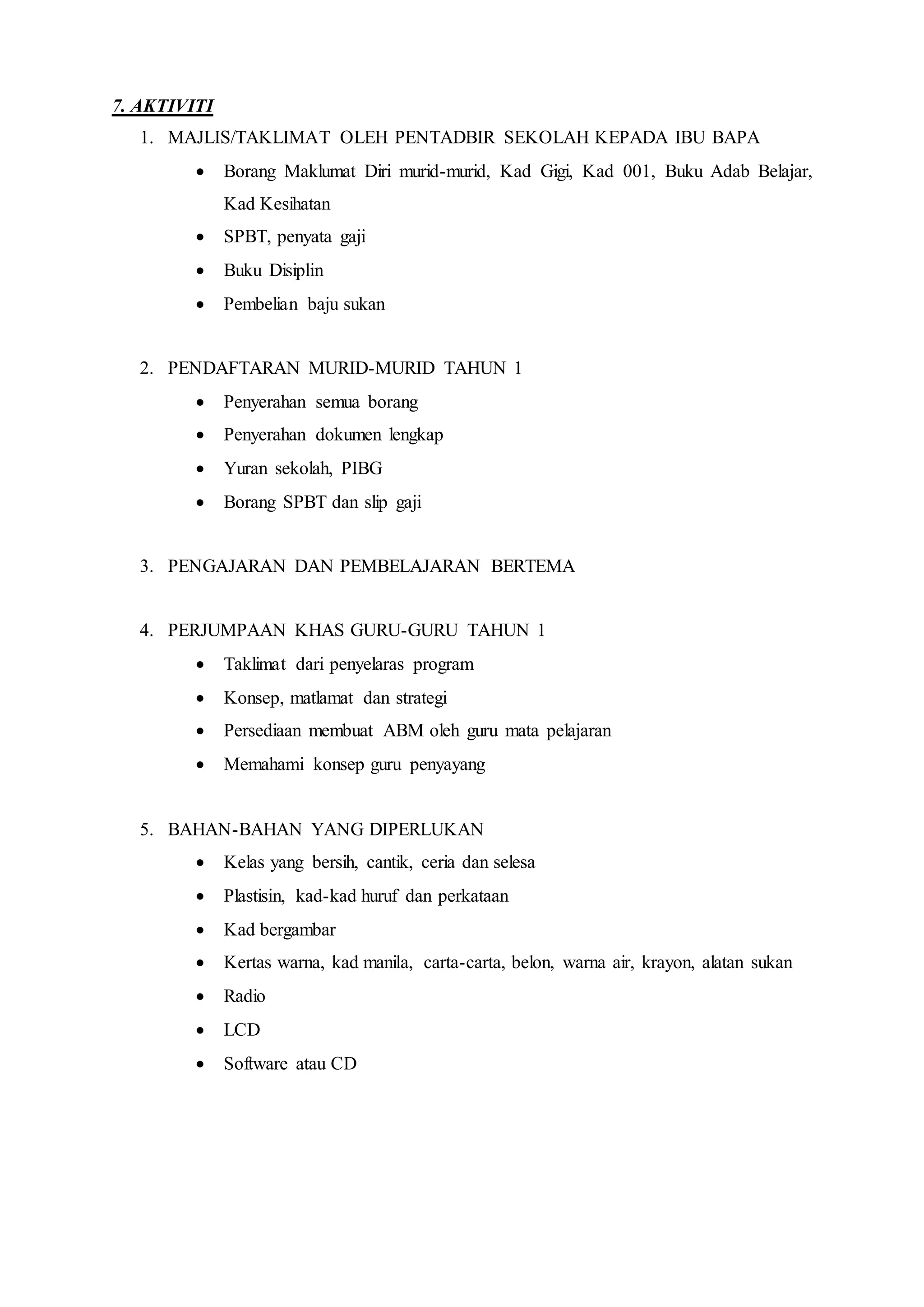 Kertas kerja program transisi | PDF