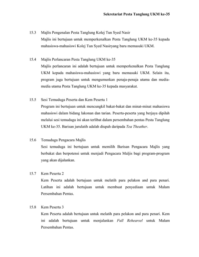 Kertas Kerja Pesta Tanglung UKM ke-35 | DOC