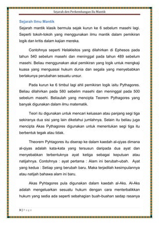 Kertas kerja sejarah dan perkembangan ilmu mantik | DOCX