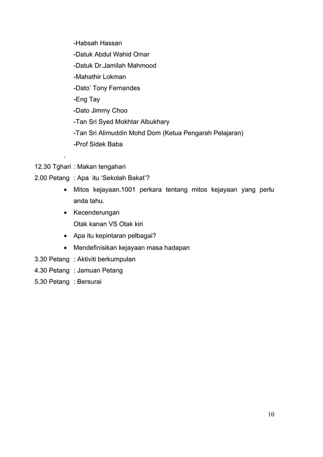 Kertas Kerja Seminar Apa Bakat Saya | PDF