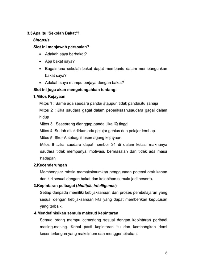 Kertas Kerja Seminar Apa Bakat Saya | PDF