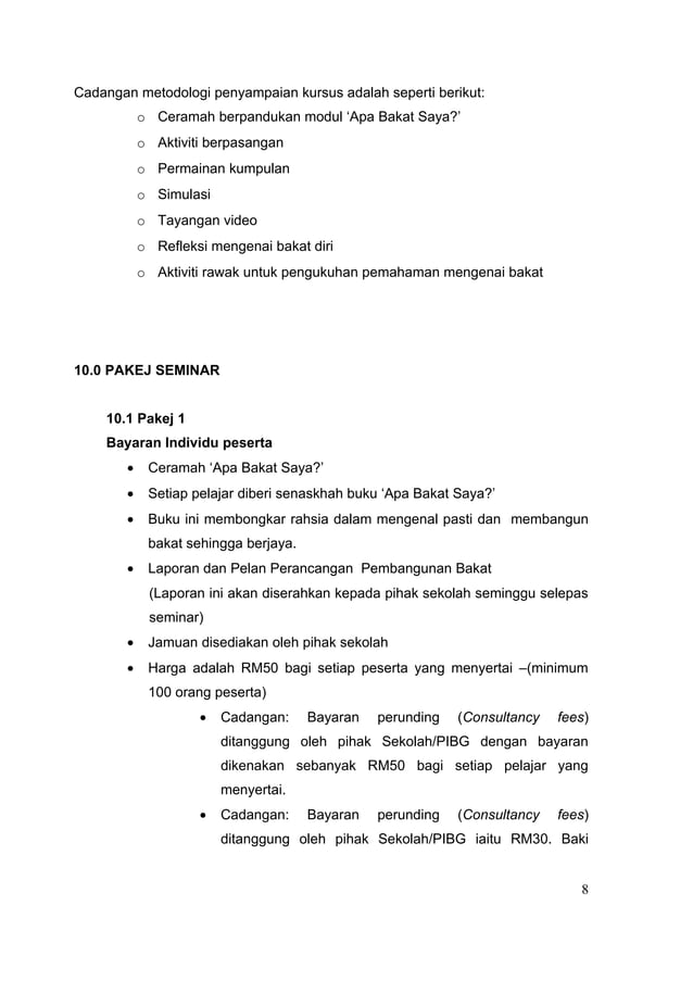 Kertas Kerja Seminar Apa Bakat Saya | PDF