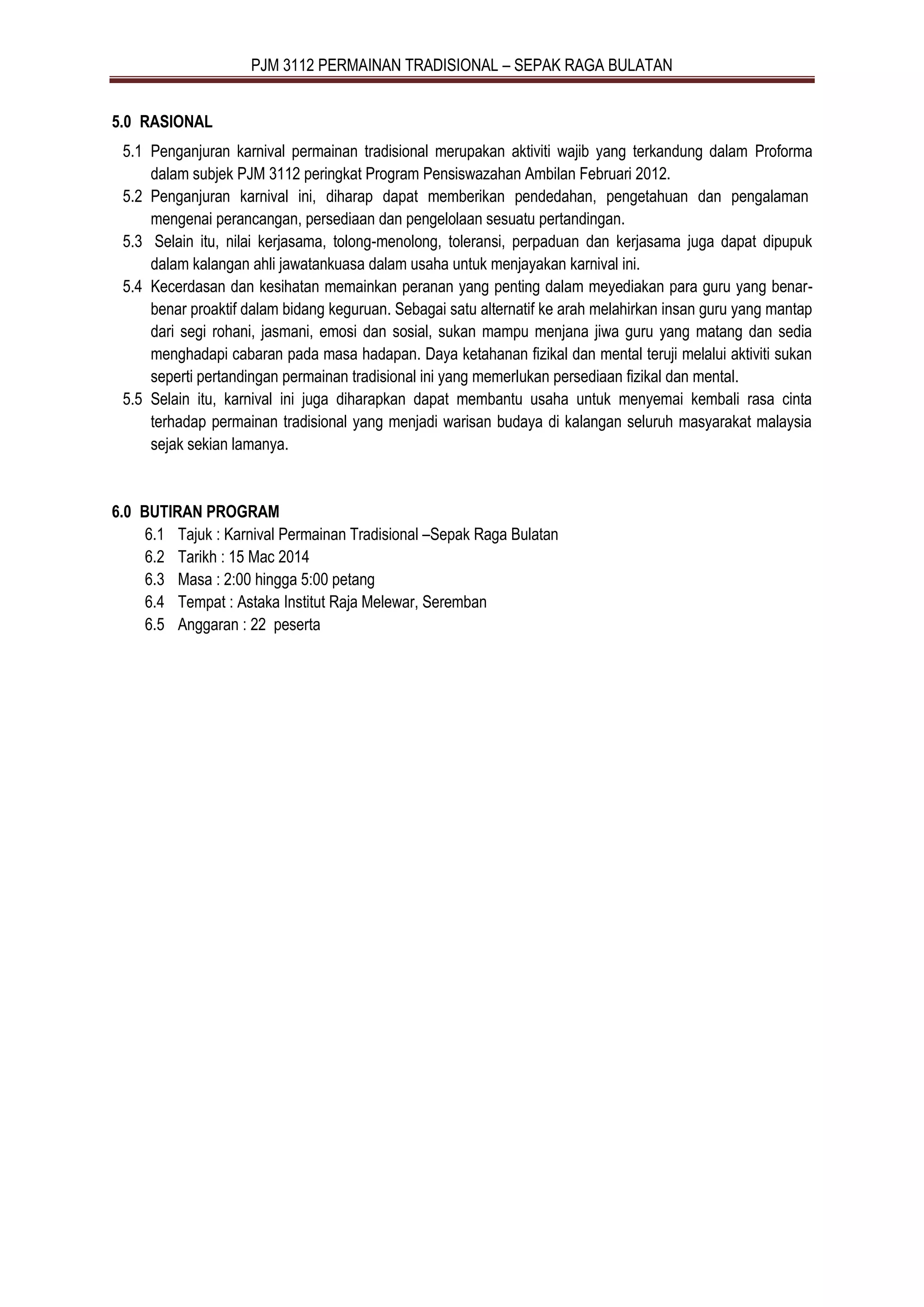 Kertas kerja sepak raga 2014 | DOCX
