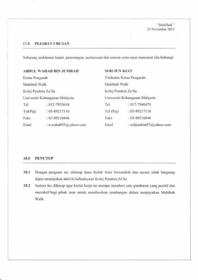 Kertas kerja muhibbah walk | PDF