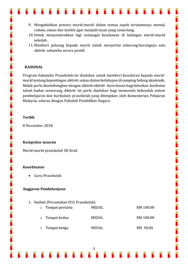 Kertas kerja sukaneka Prasekolah 2018 | DOCX