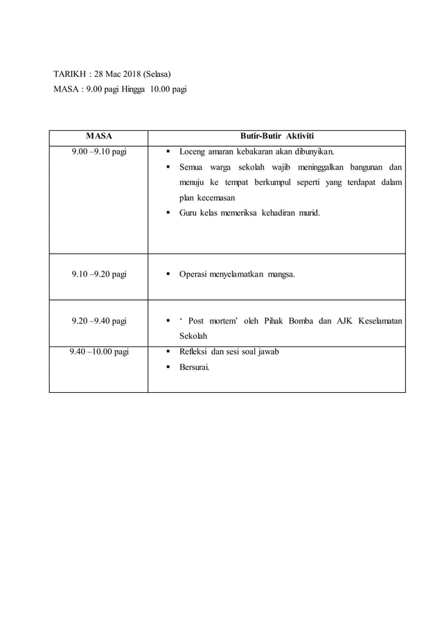 Kertas kerja surat latihan kebakaran-bersama-bomba | DOCX