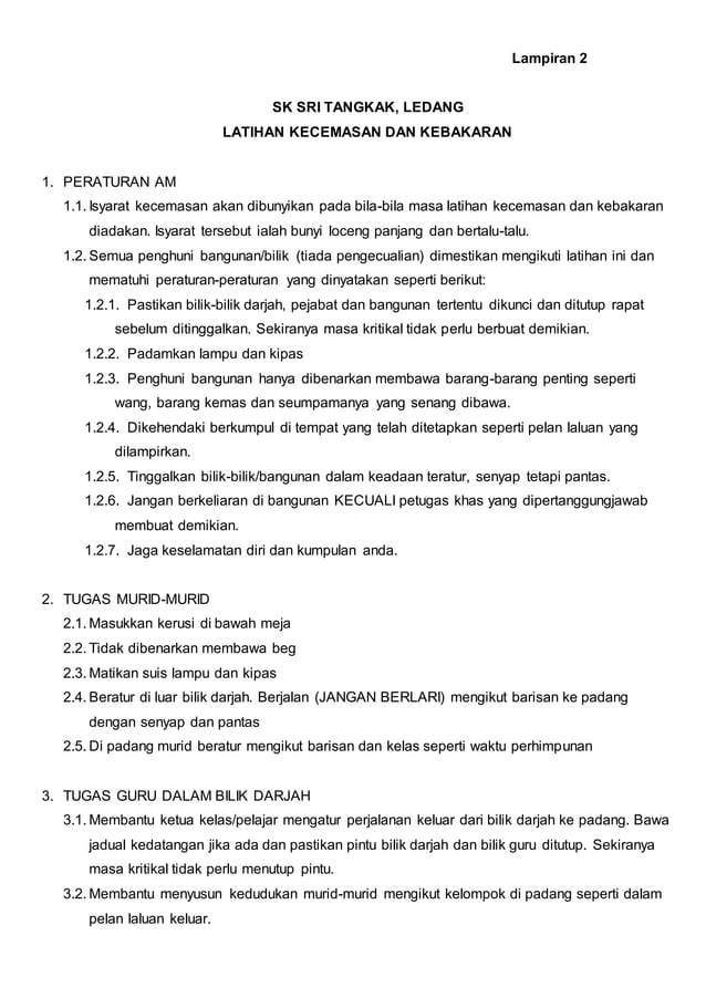 Kertas kerja & Lampiran surat latihan kebakaran bersama bomba SKST 2016 ...