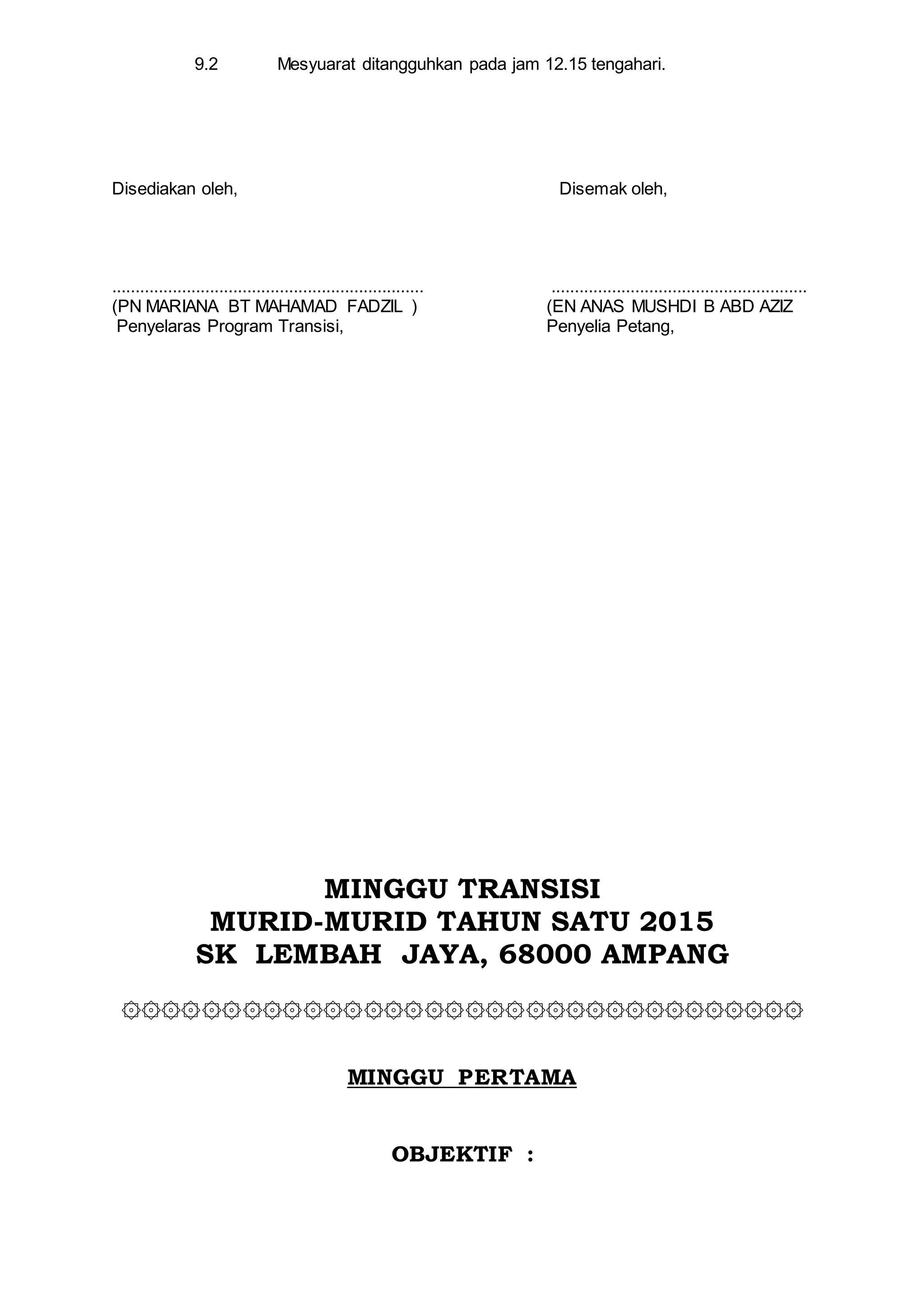 Kertas kerja transisi contoh | DOCX