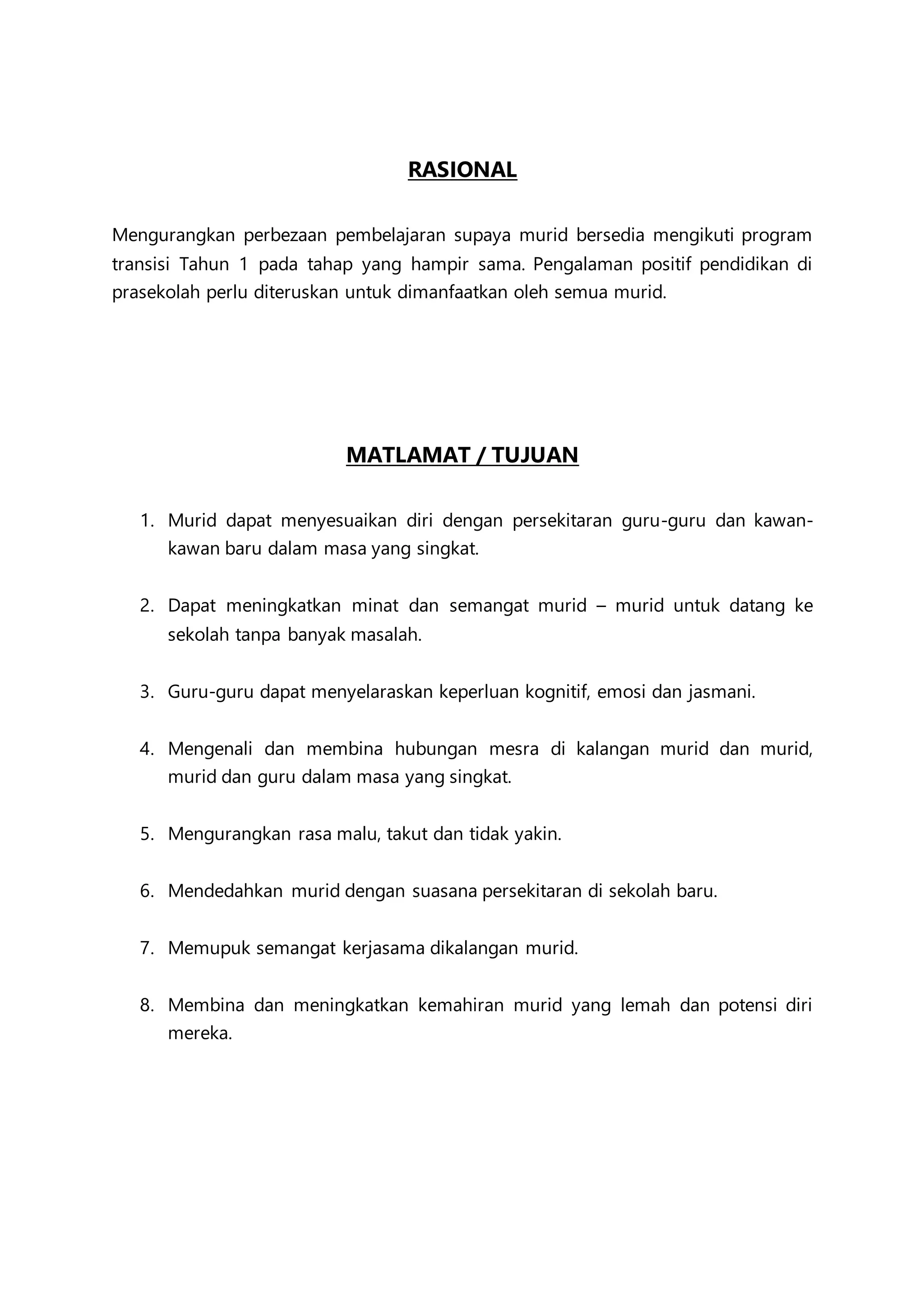 Kertas kerja transisi contoh | DOCX