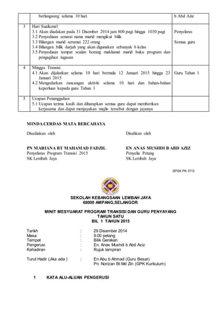 Kertas kerja transisi contoh | DOCX