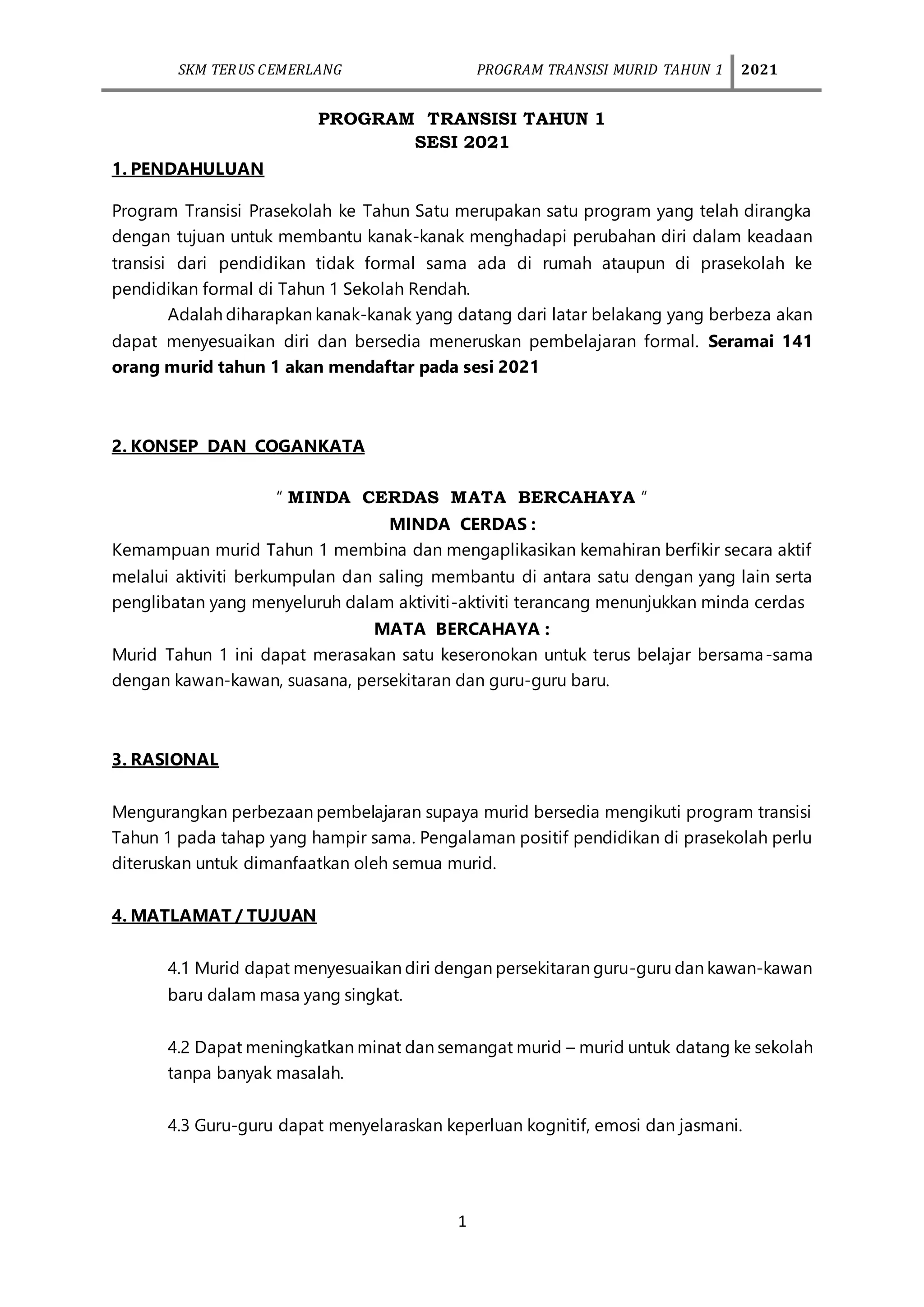 Kertas kerja transisi skm 2021 | PDF