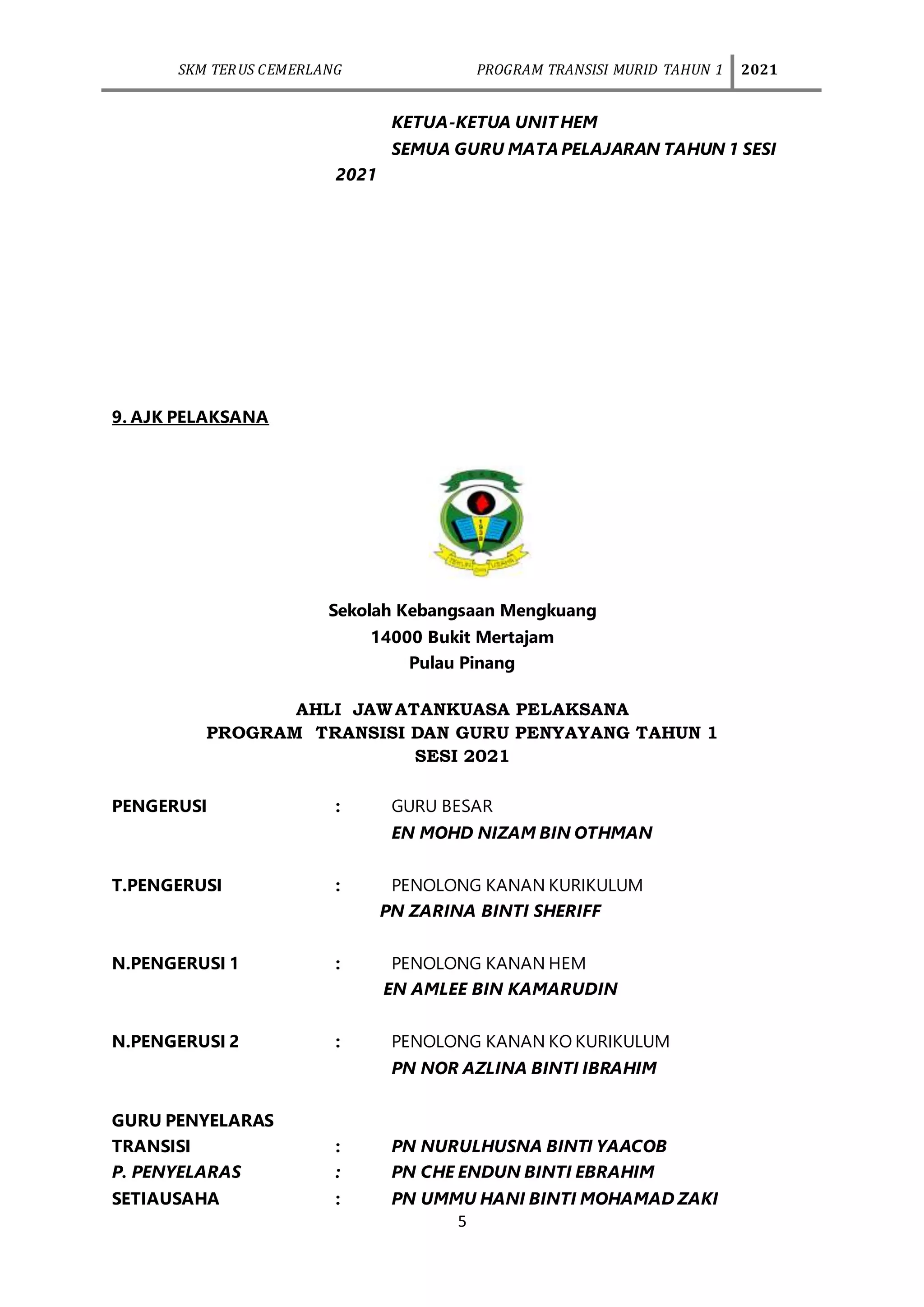 Kertas kerja transisi skm 2021 | PDF