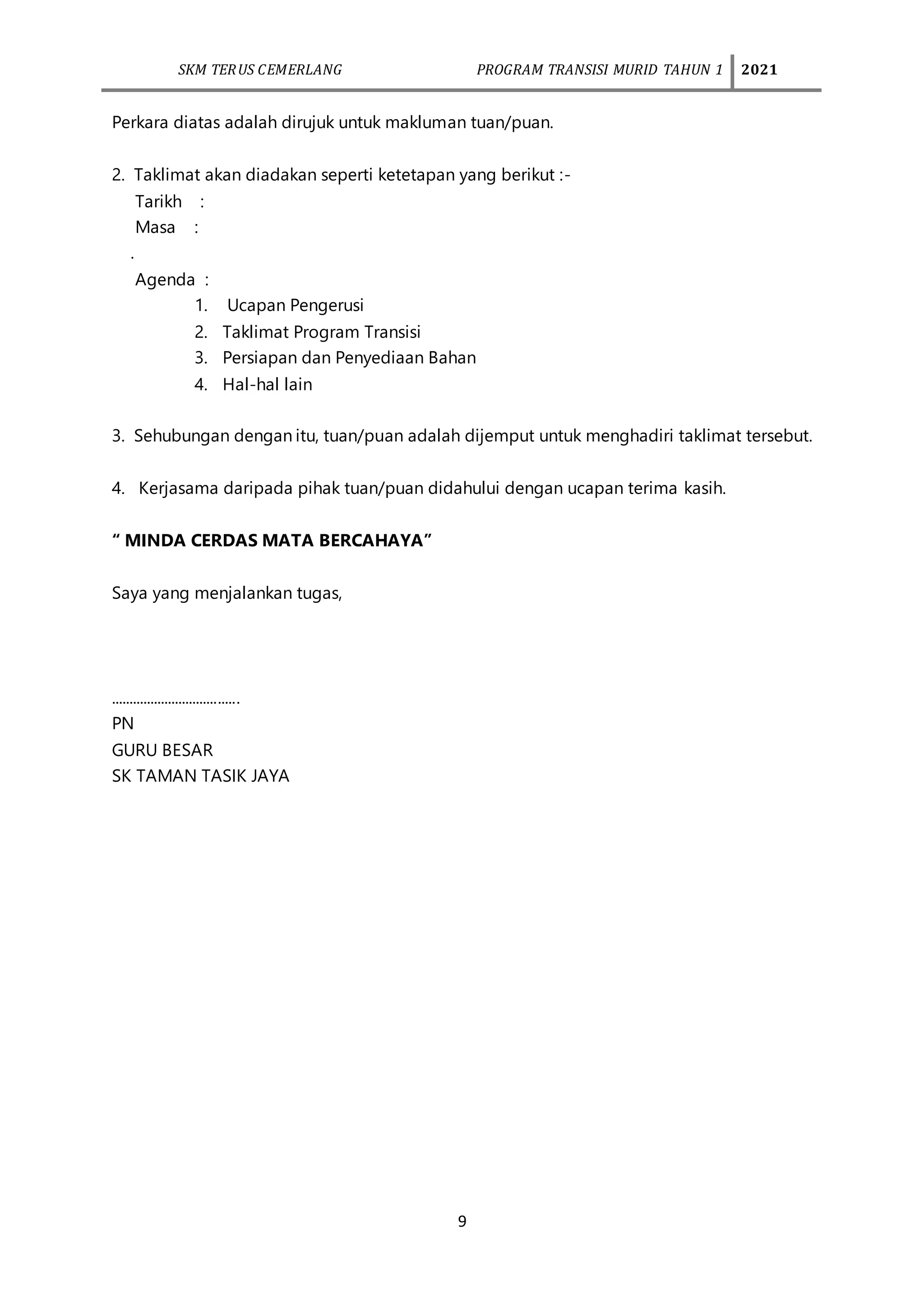 Kertas kerja transisi skm 2021 | PDF