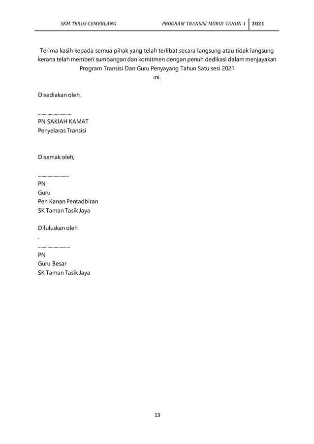 Kertas kerja transisi skm 2021 | PDF