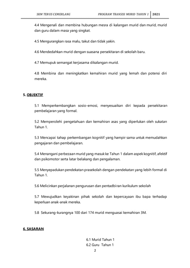 Kertas kerja transisi skm 2021 | PDF