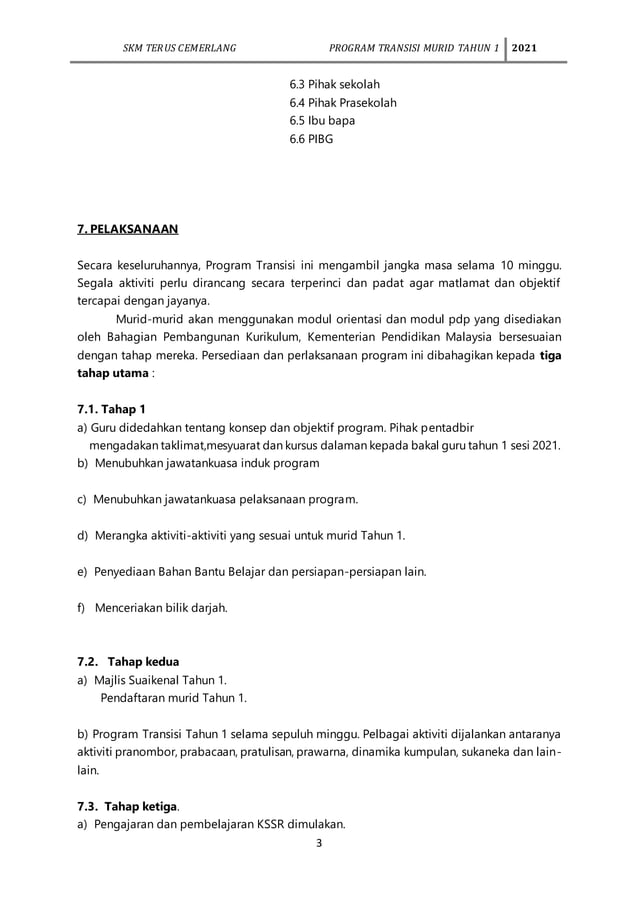 Kertas kerja transisi skm 2021 | PDF